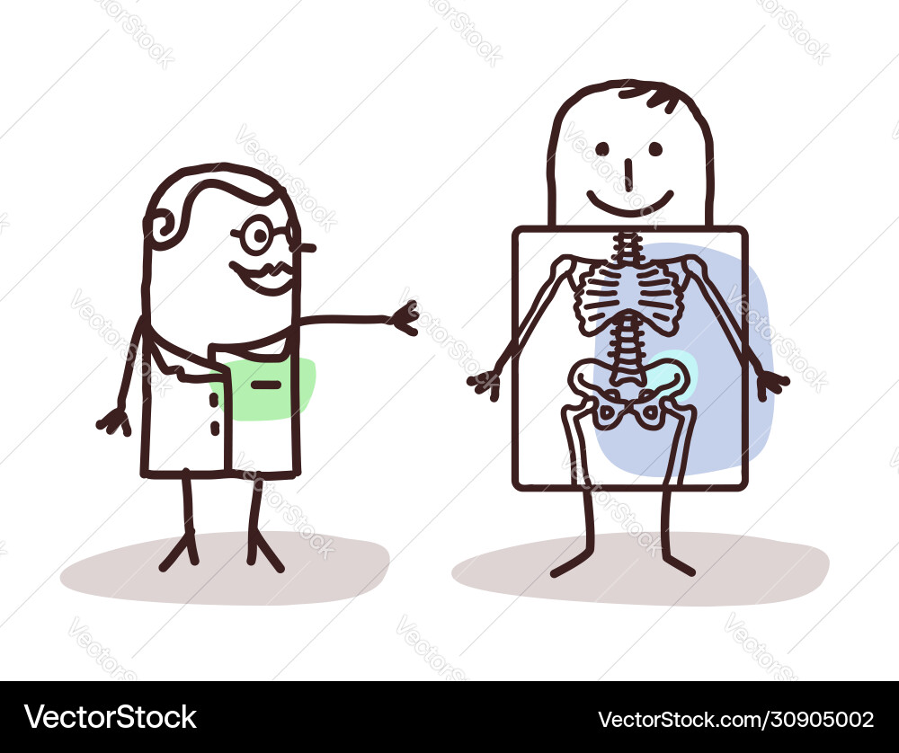 Cartoon radiologist with patient Royalty Free Vector Image
