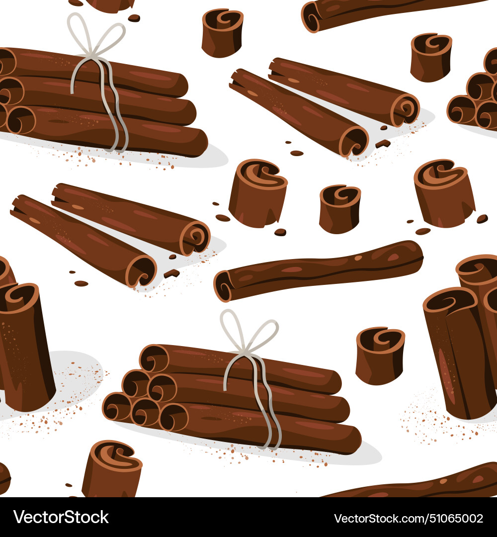Cinnamon spice pattern seamless print of brown Vector Image