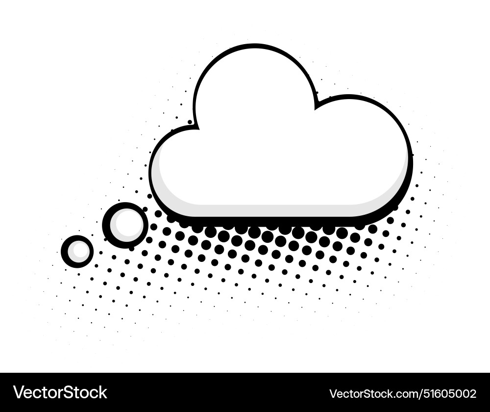 Comic style thought cloud bubble with halftone Vector Image