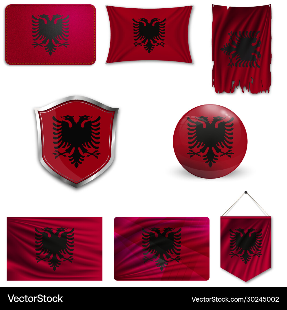 Flag albania symbol nation Royalty Free Vector Image