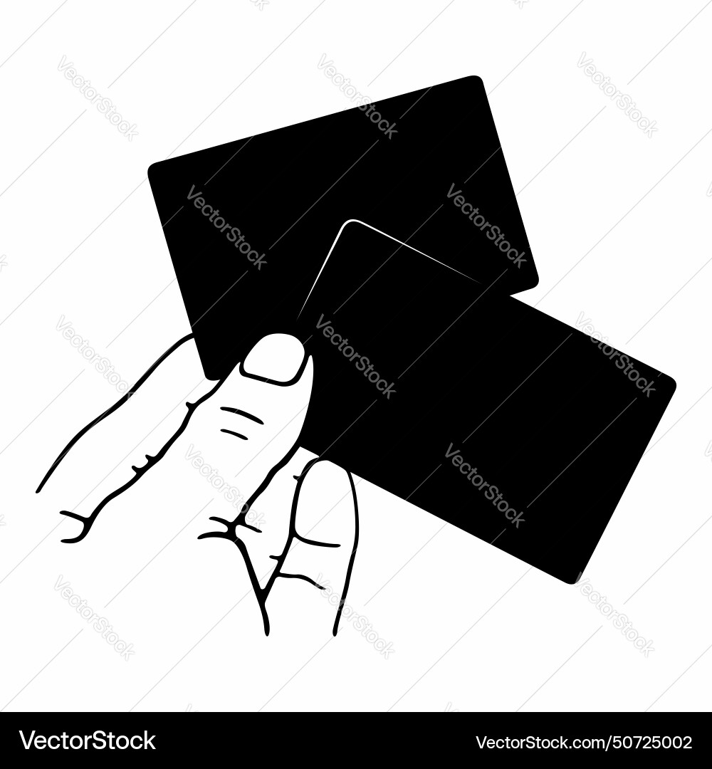 Human hand holds two cards Royalty Free Vector Image