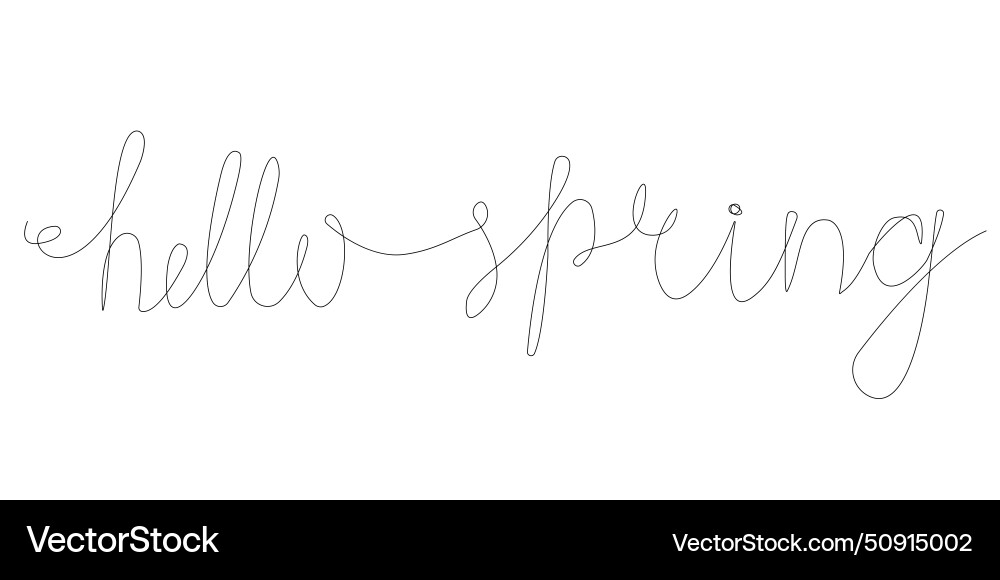 One line drawing typography quote hello spring Vector Image