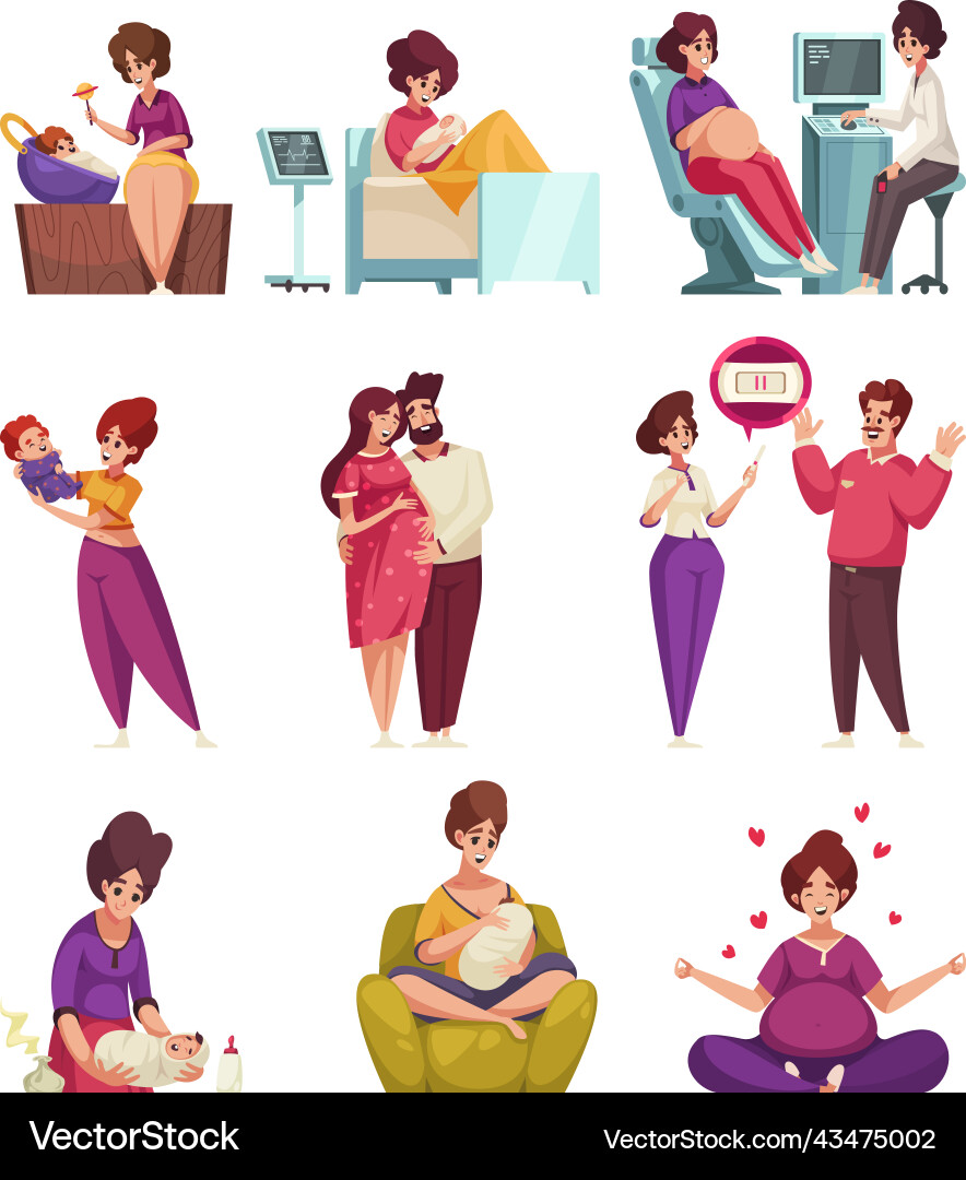 Pregnancy and maternity set Royalty Free Vector Image