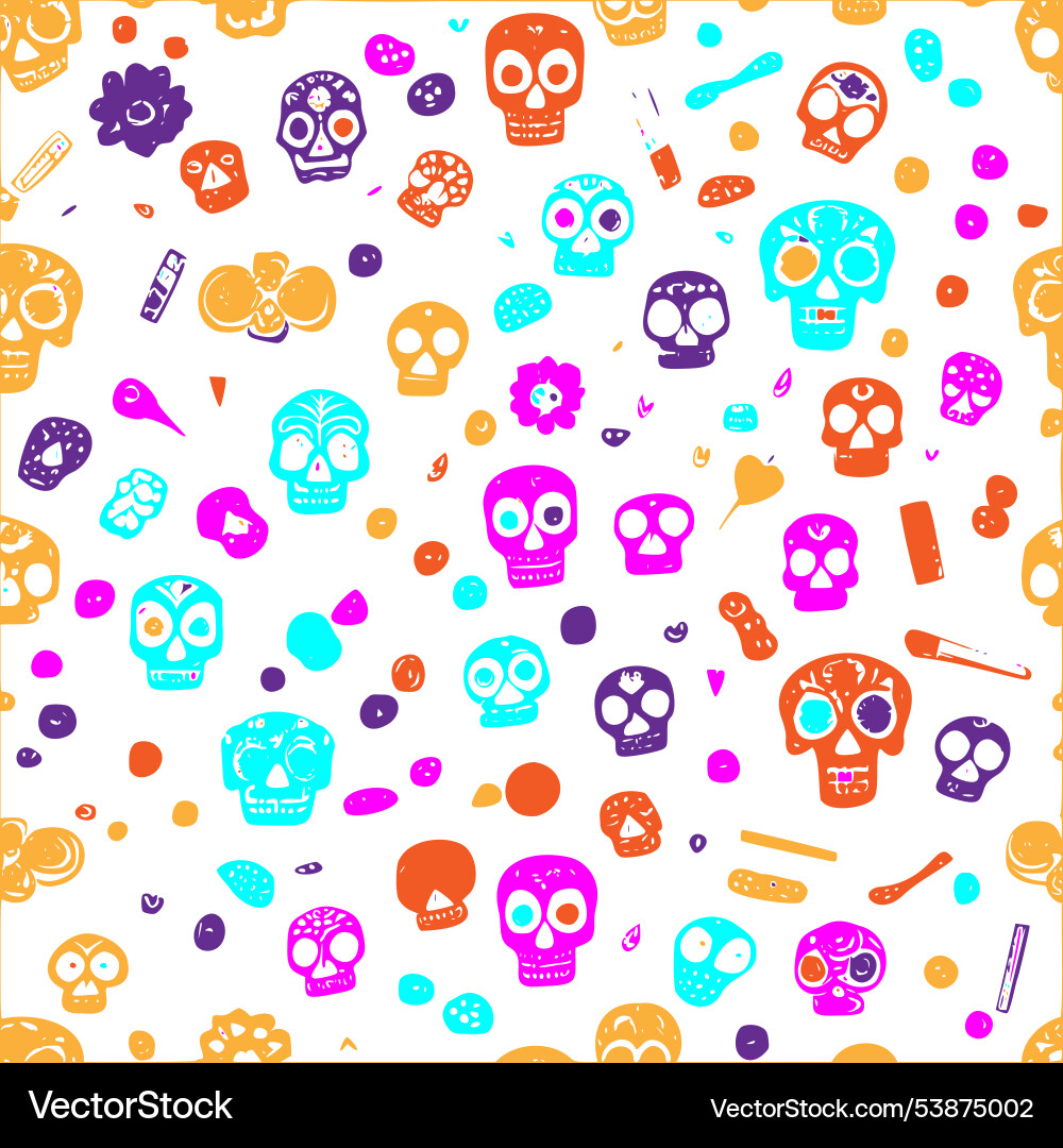Skull calaveras abstract pattern Royalty Free Vector Image