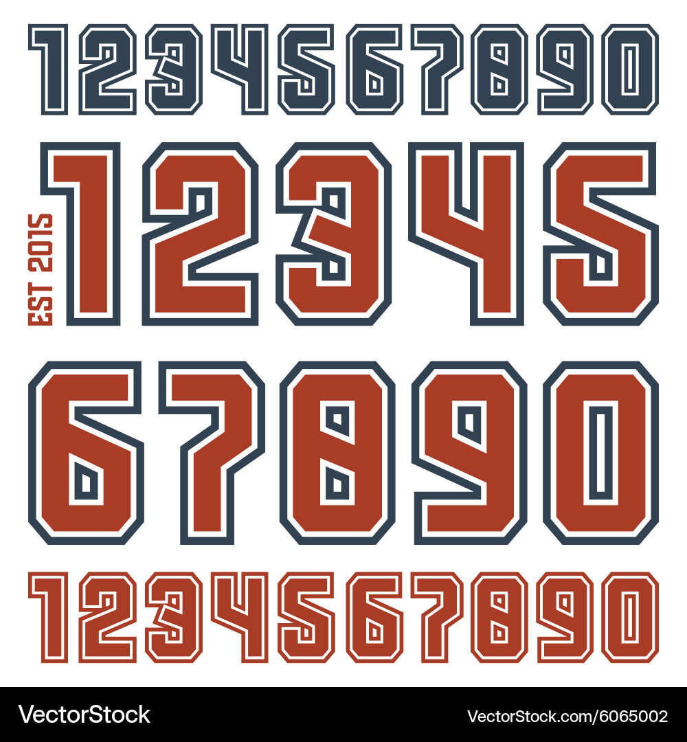 Sport numbers with contour Royalty Free Vector Image