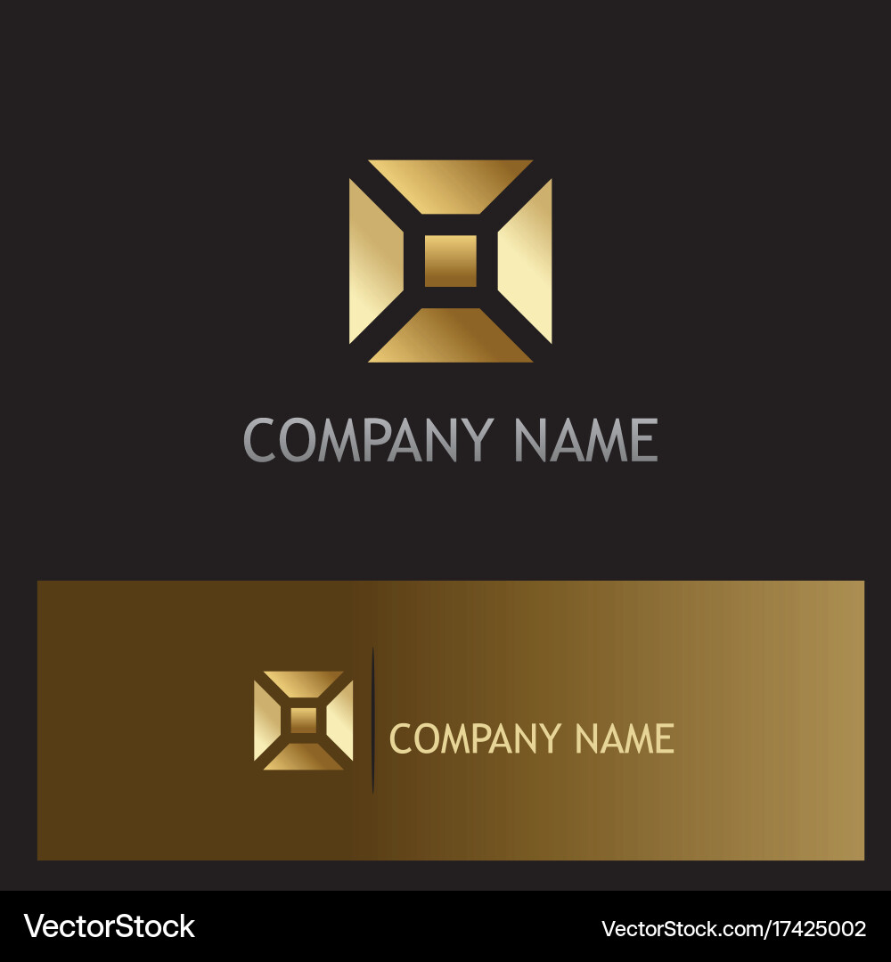 Square geometry shape gold business logo Vector Image