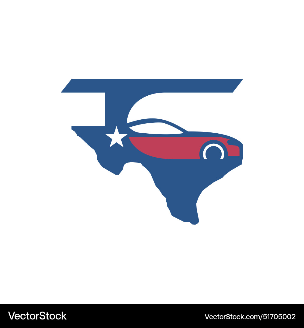 Texas car letter t flag logo image Royalty Free Vector Image