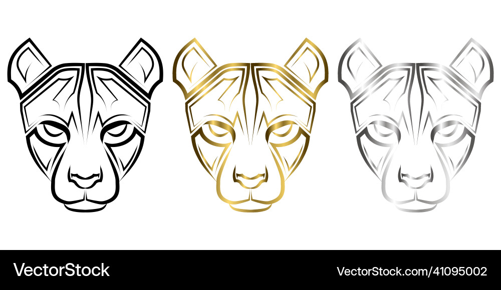 Three color black gold and silver line art Vector Image