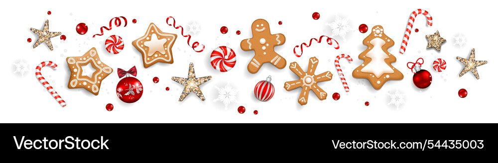 Christmas decorations with gingerbread Royalty Free Vector