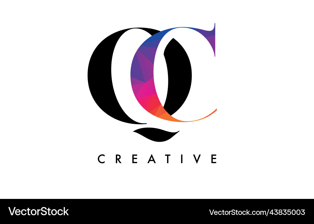 Cq letter design with creative cut and colorful Vector Image