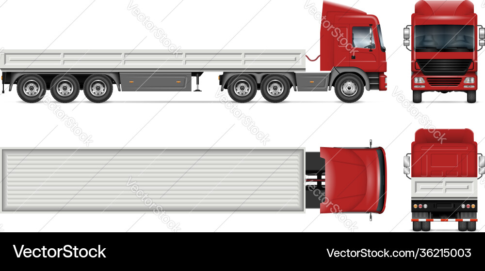 Dropside truck mockup side front back top view Vector Image