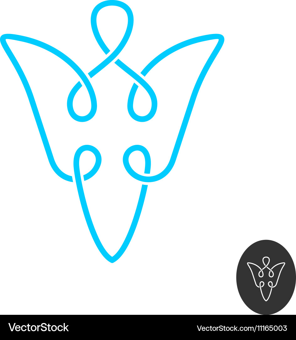 Flying angel with wings linear silhouette logo Vector Image