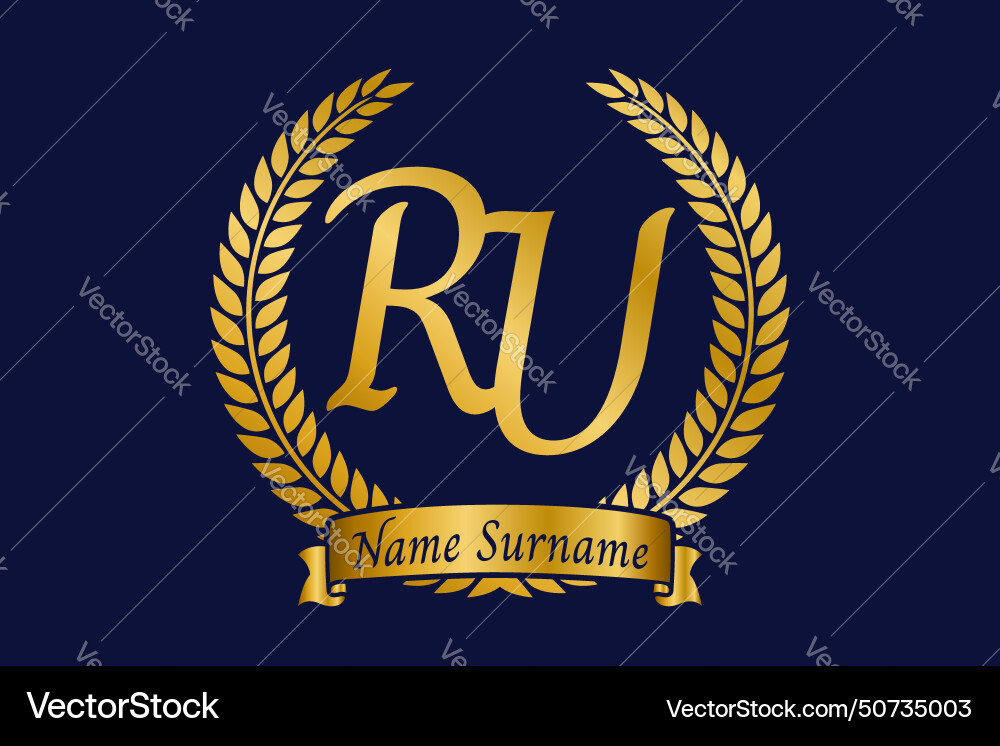 Initial letter r and u ru monogram logo design Vector Image