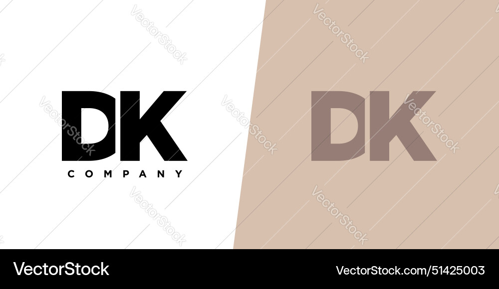 Letter d and k dk logo design template minimal Vector Image