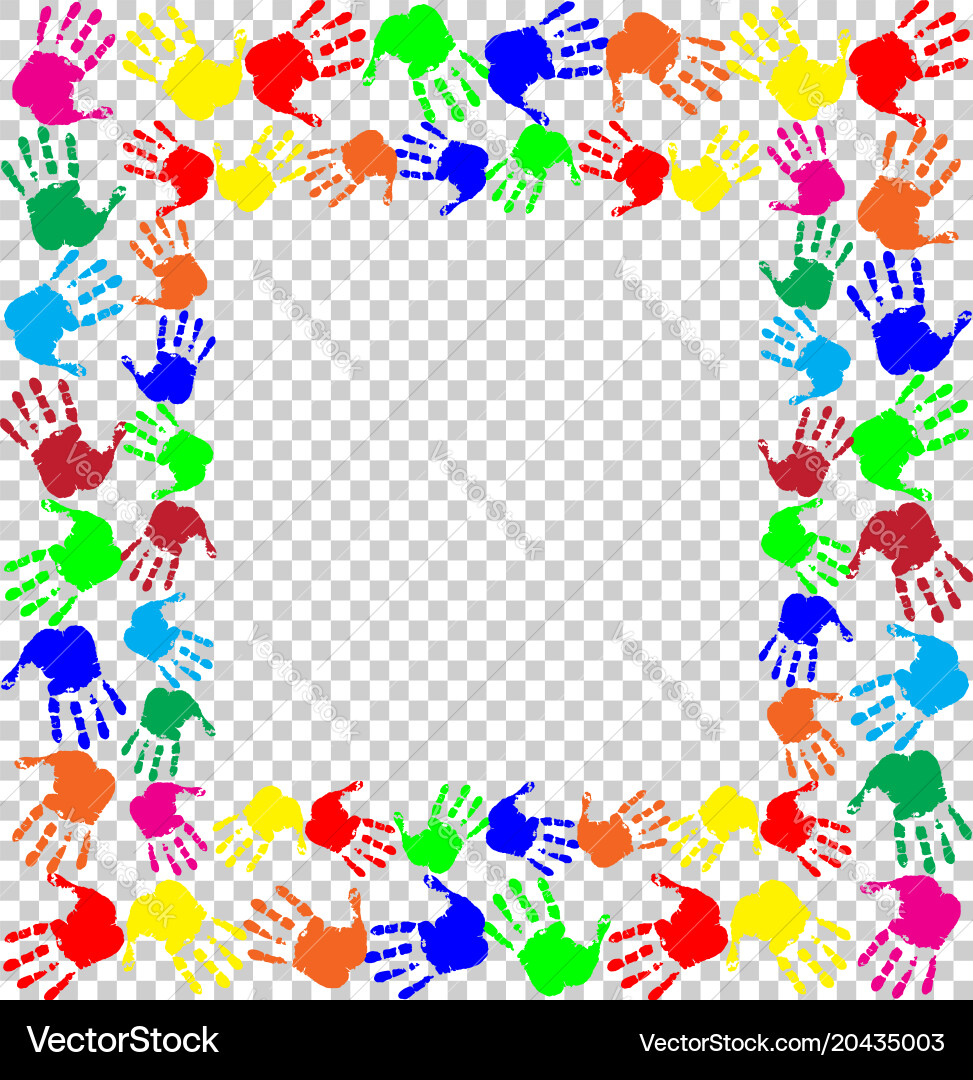 Multicolored handprints border isolated Royalty Free Vector