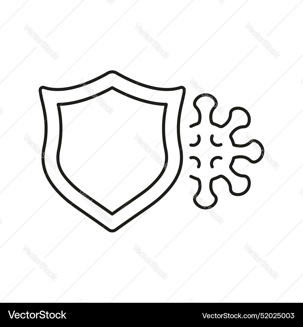 Shield and virus line icon immune defense Vector Image