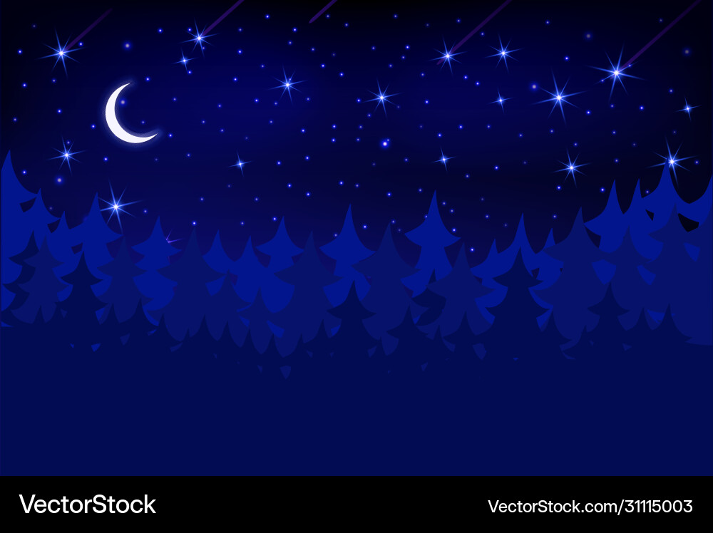 Starry Night Forest Royalty Free Vector Image - VectorStock