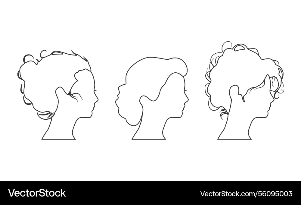 Young women face side view icon outline Royalty Free Vector