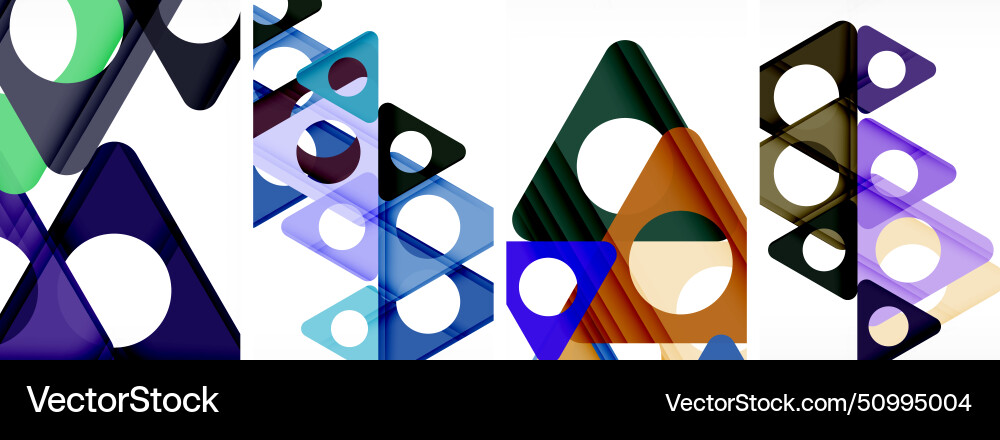 A bunch of different colored triangles with holes Vector Image