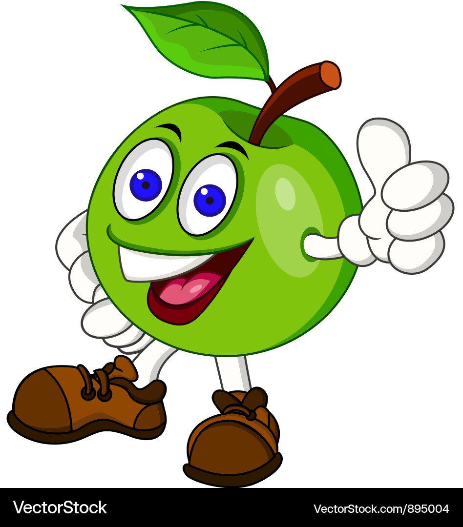 Green apple cartoon character Royalty Free Vector Image