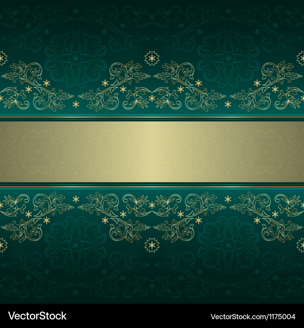 Green gold floral seamless pattern background Vector Image