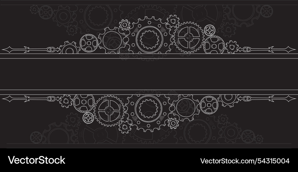 Hand-drawn gear mechanism corner border Royalty Free Vector