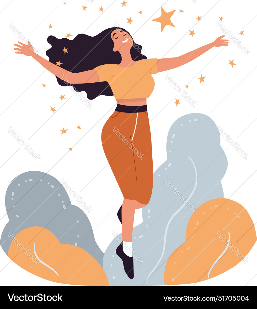 Happy girl flat Royalty Free Vector Image - VectorStock