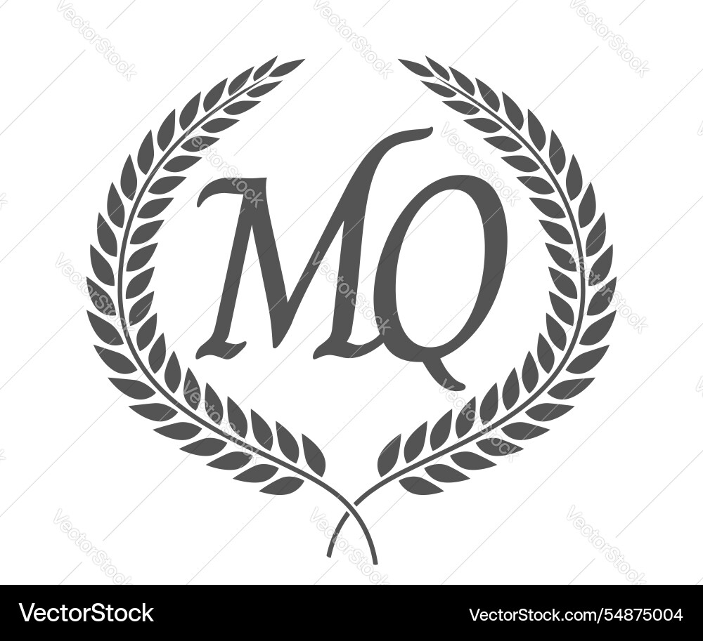 Initial letter m and q mq monogram logo design Vector Image