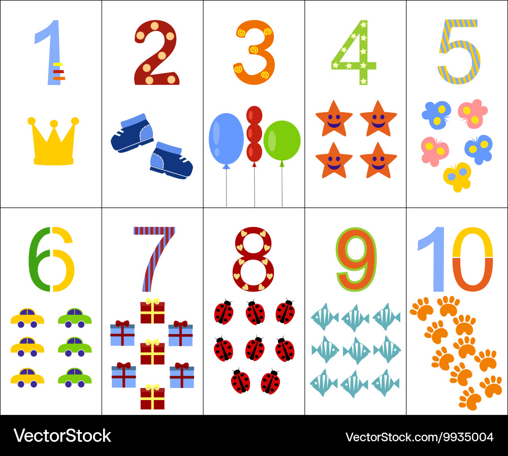 Numbers from one to ten Royalty Free Vector Image