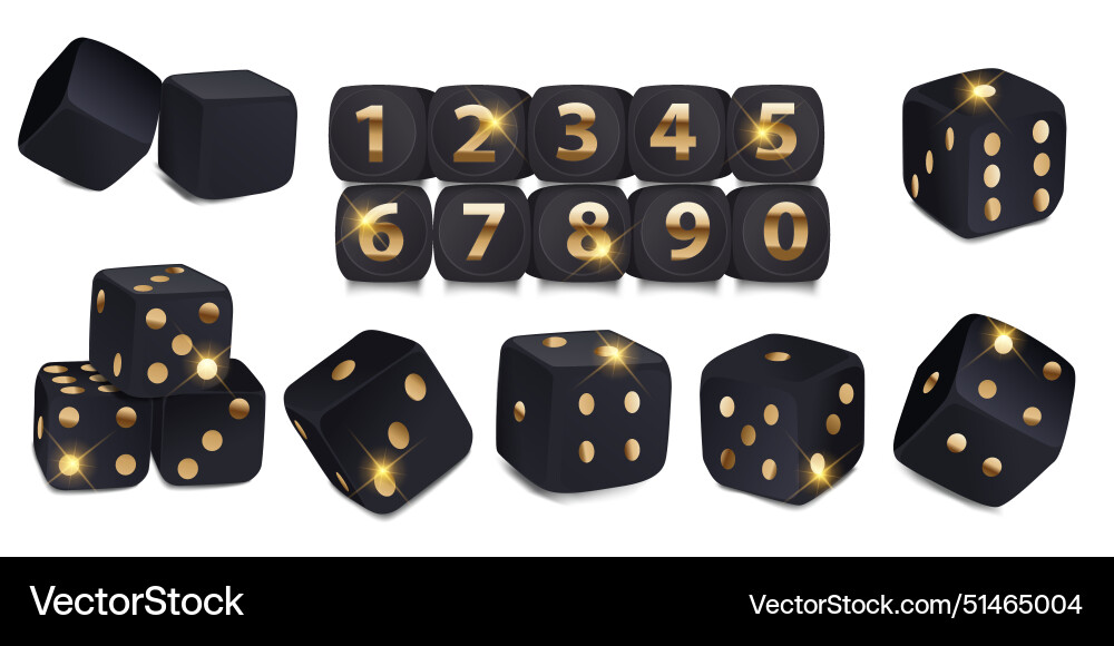 Set of black dice from different sides Royalty Free Vector