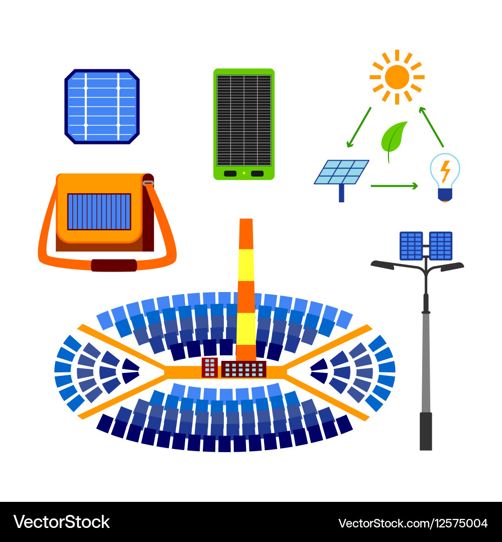 Solar energy set Royalty Free Vector Image - VectorStock