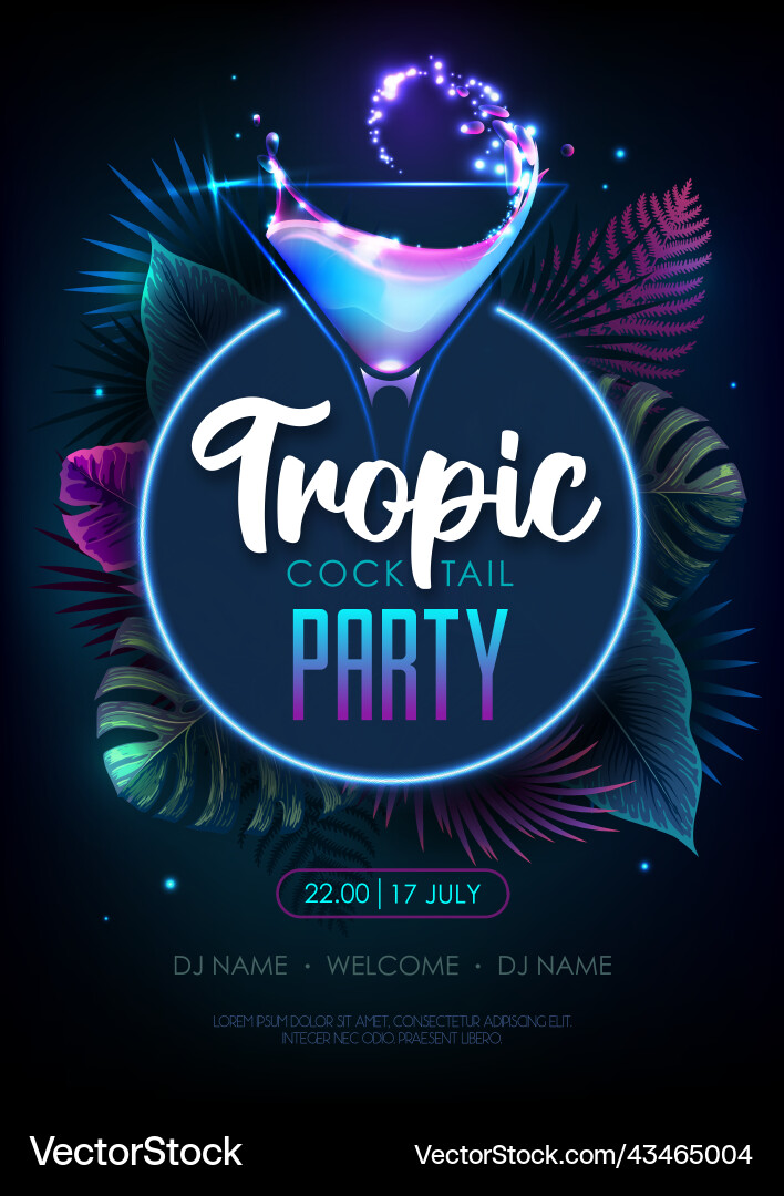 Tropic Cocktail Party Poster Royalty Free Vector Image