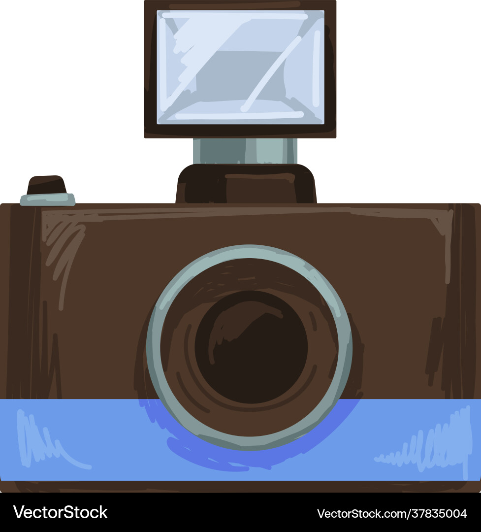 Vintage camera with flash retro gadget 1960s Vector Image