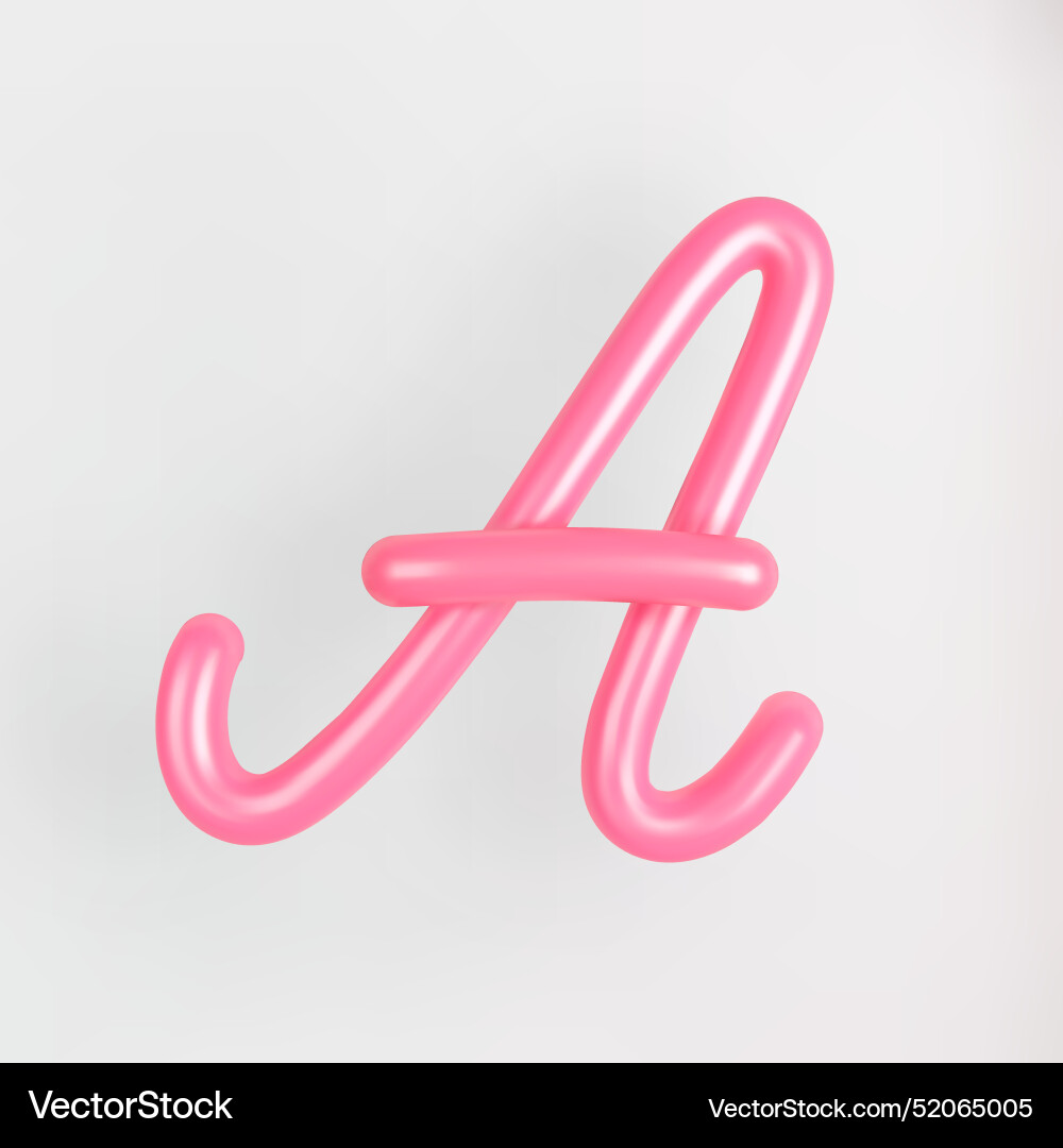 3d pink script uppercase letter a on light Vector Image