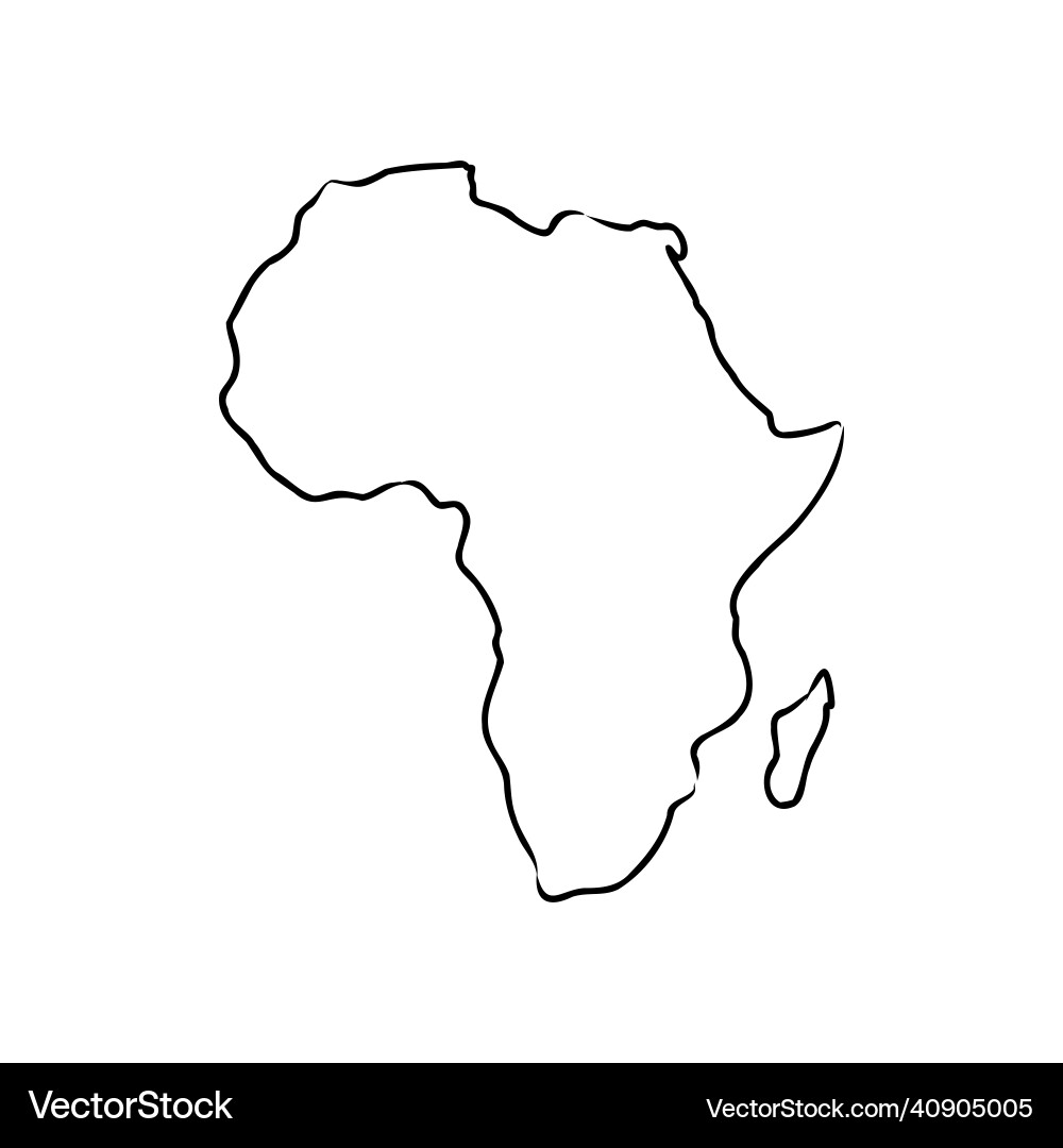 Africa map outline graphic freehand drawing Vector Image
