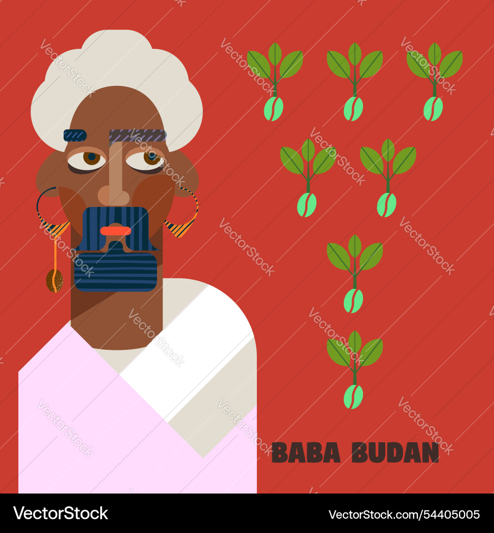 Baba budan portrait Royalty Free Vector Image - VectorStock
