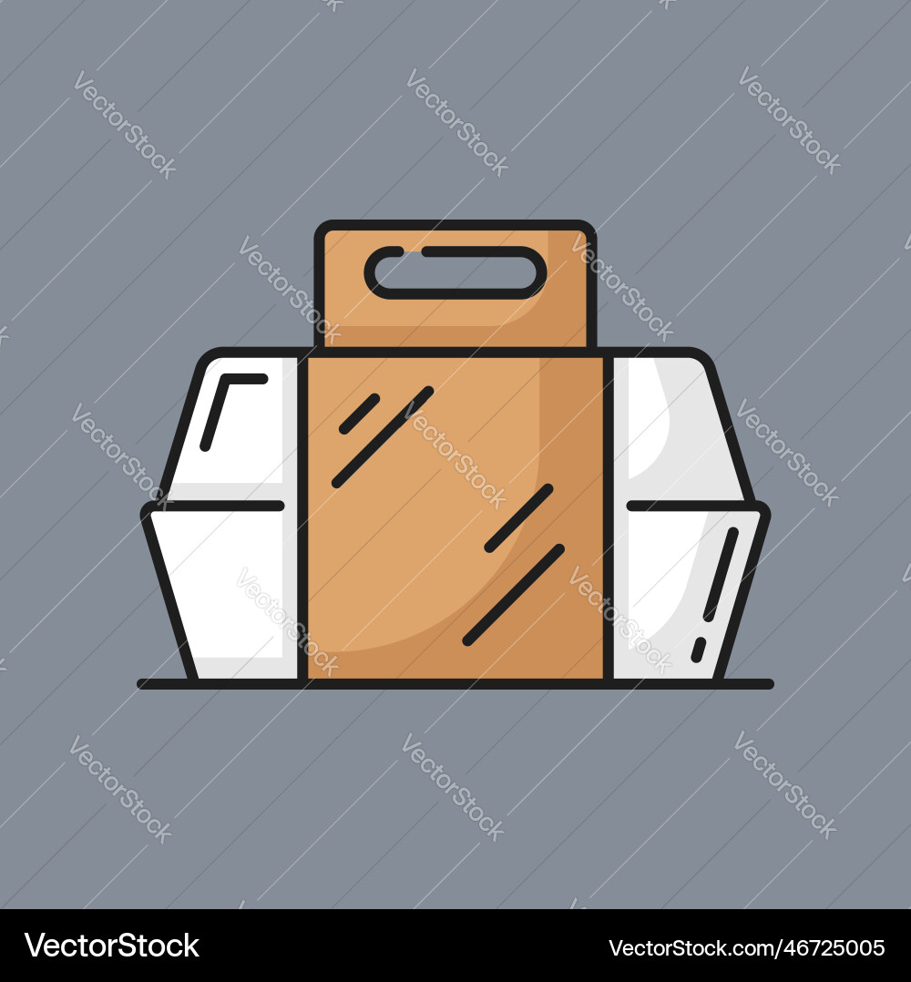Cardboard lunch box isolated craft food container Vector Image