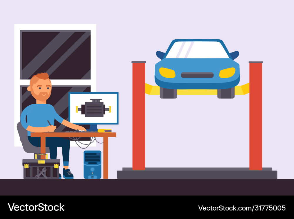 Computer parts auto diagnostics Royalty Free Vector Image