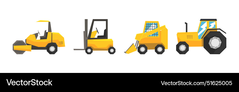Construction heavy machinery and equipment yellow Vector Image