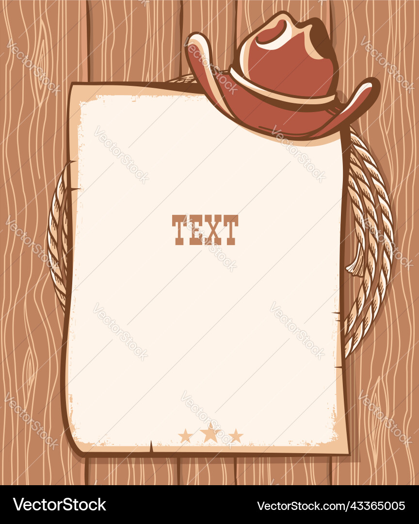 Cowboy paper background for text western Vector Image