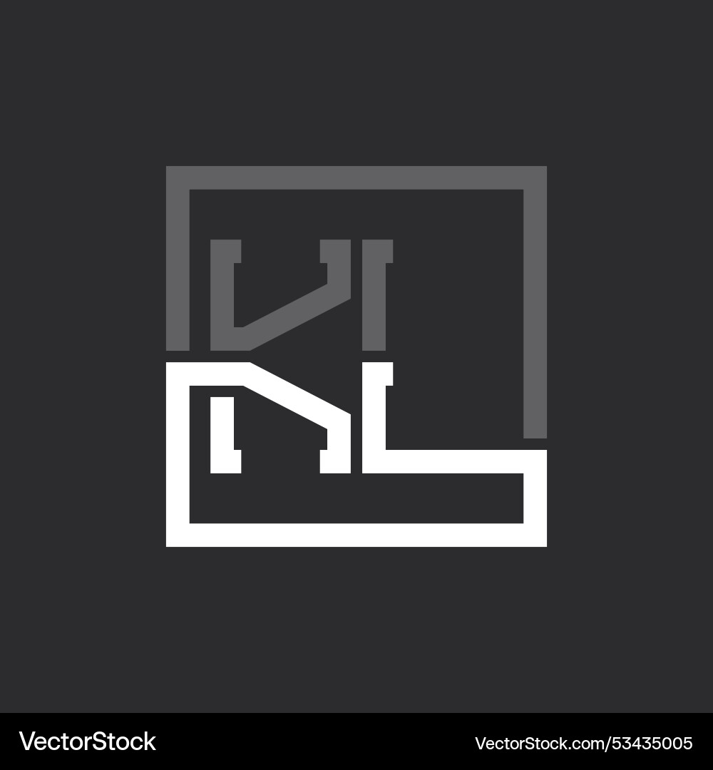 Creative modern minimalist kl letter logo design Vector Image