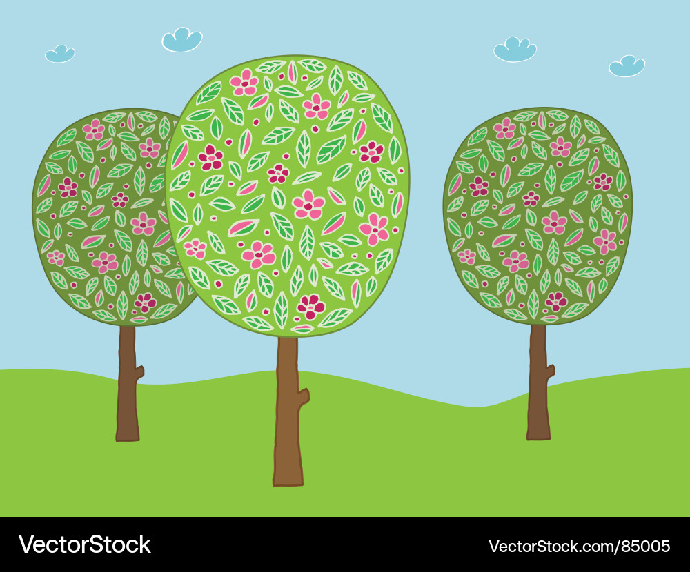 Flower trees Royalty Free Vector Image - VectorStock