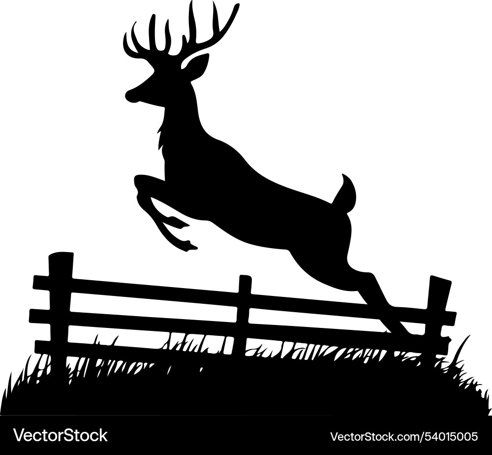Hirsch springende Silhouette mit weißem Hintergrund