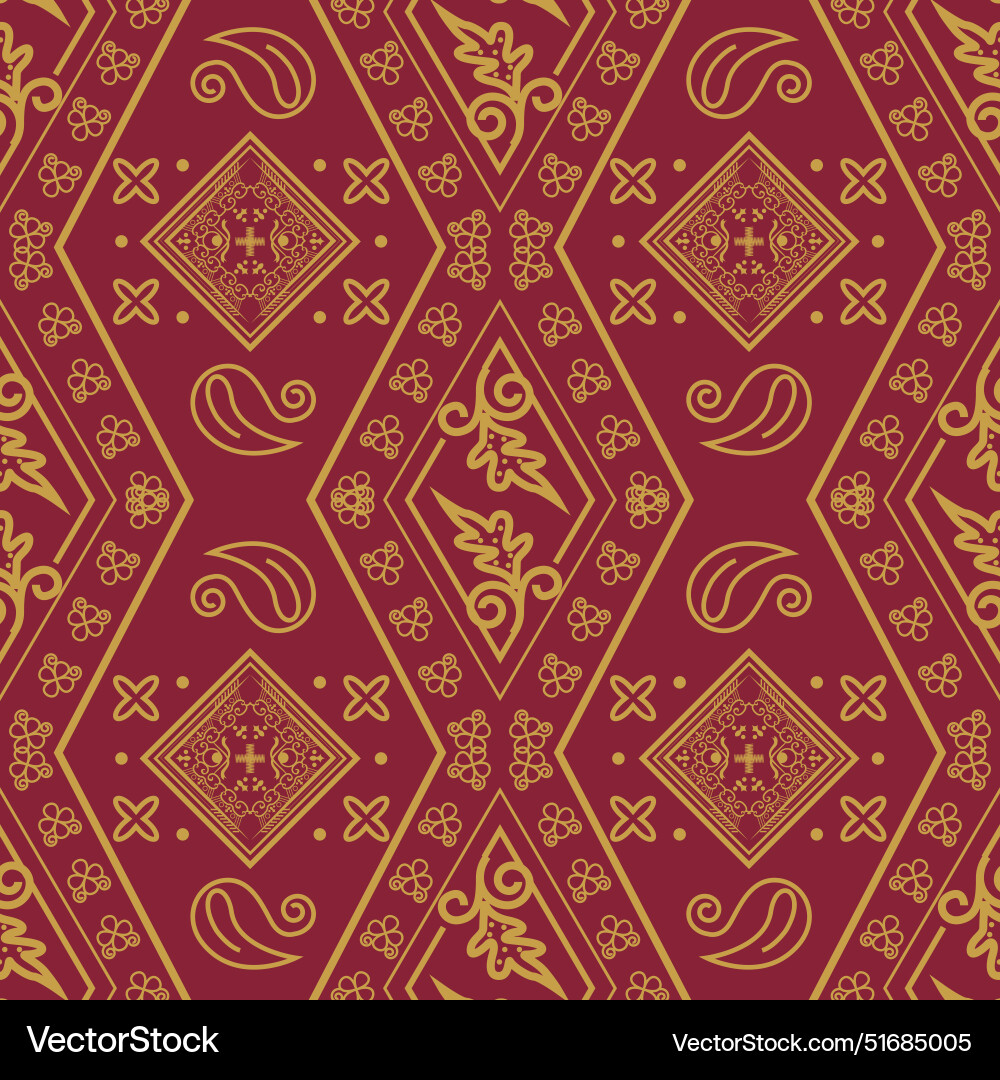 Indonesia batik songket pattern fabric print Vector Image