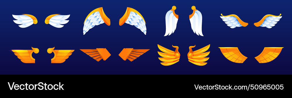 Pair of wings for game interface cartoon Vector Image