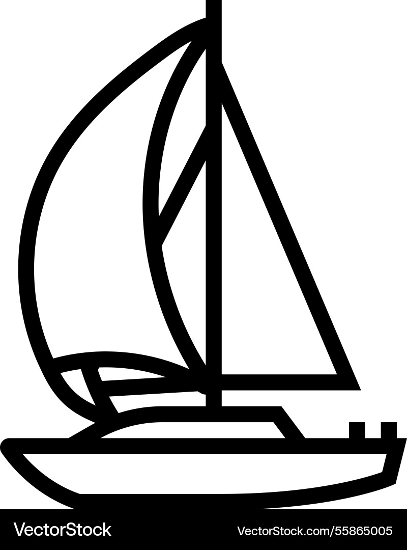 Spinnaker sail sailing sport line icon Royalty Free Vector
