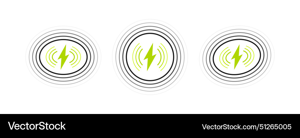 Wireless charger logo set with waves fast Vector Image