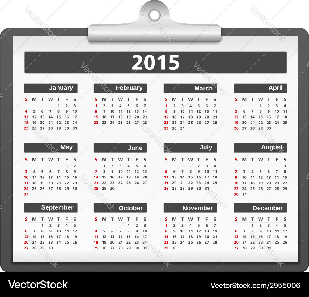 2015 calendar Royalty Free Vector Image - VectorStock