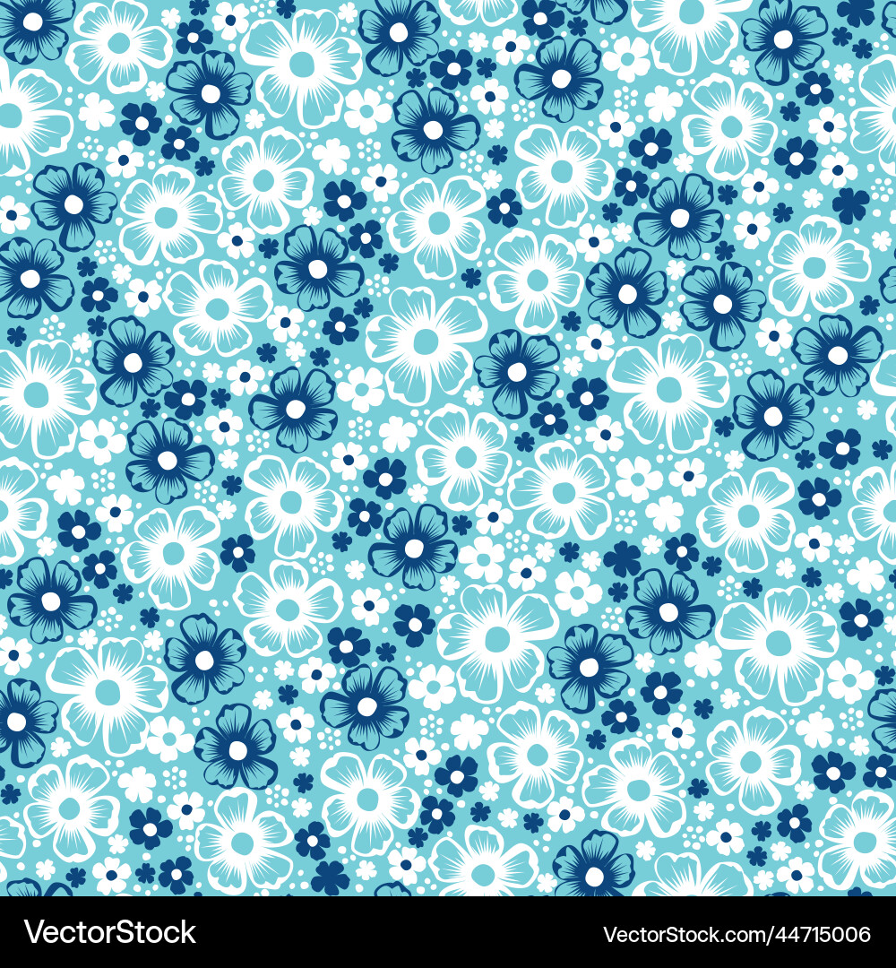Cute blue and white small flowers patterns Vector Image