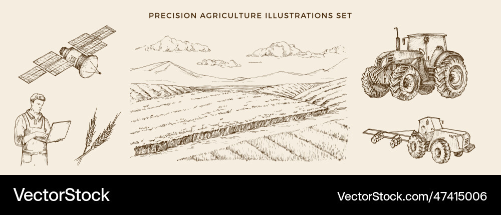 Precision agriculture set Royalty Free Vector Image